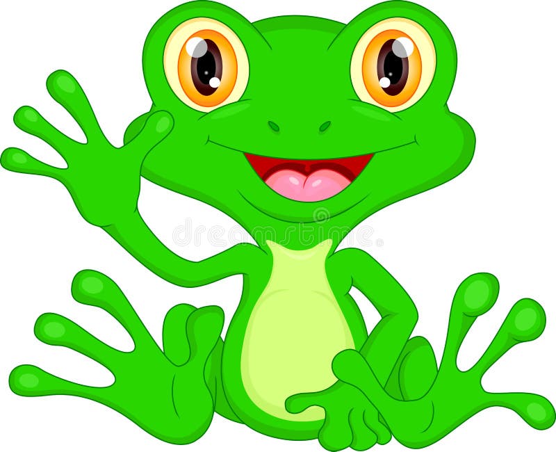 Green Cartoon Frog Waving stock illustration. Illustration of computer ...