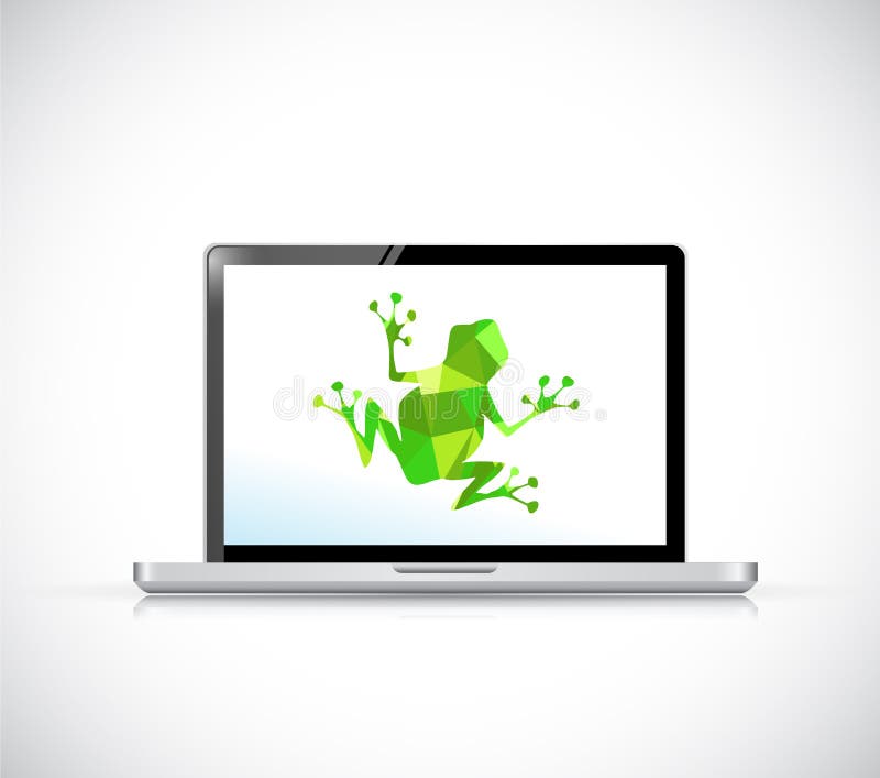 Green Frog on Computer Screen Illustration Stock Illustration ...