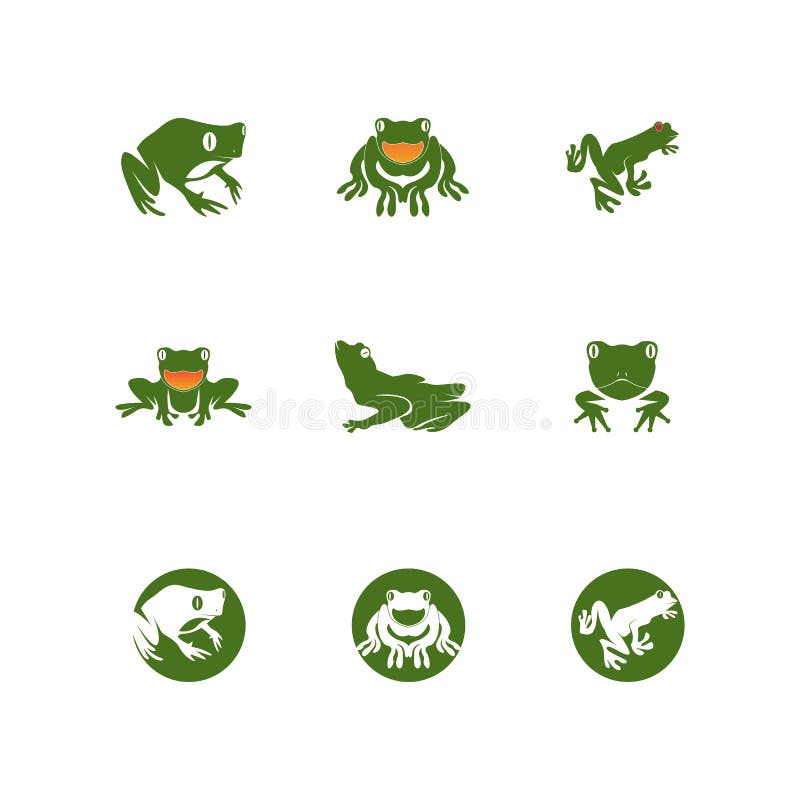 Green Frog Icon and Symbol Vector Illustration Stock Illustration ...