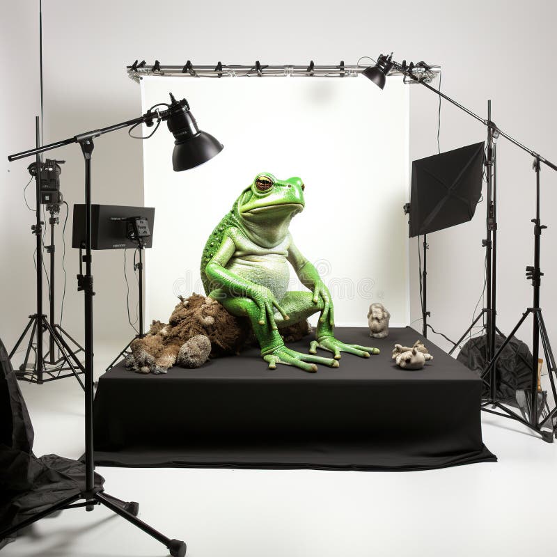 Green Frog Model Photo Shoot in Studio Stock Illustration ...
