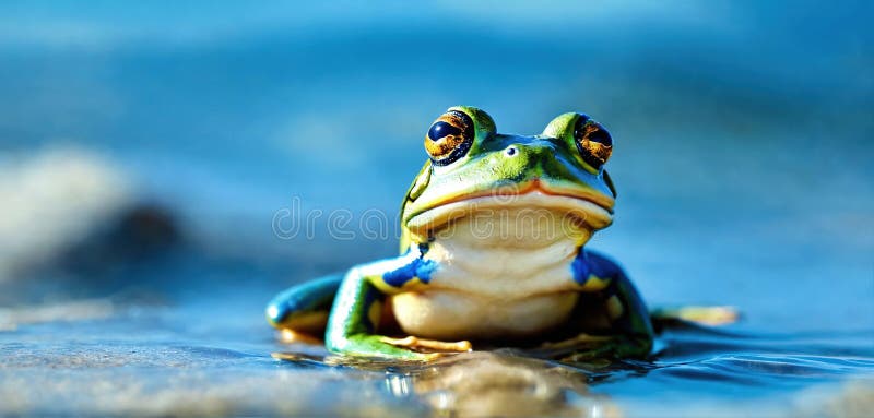 Green Frog on the Sea Beach. Generative AI Stock Image - Image of arrow ...
