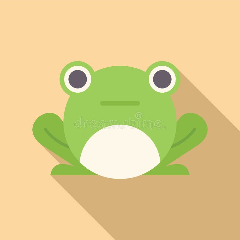 Green Frog Sitting Down with Long Shadow Stock Illustration ...