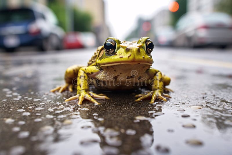 Small Frog Sitting in Middle of Road Stock Illustration - Illustration ...