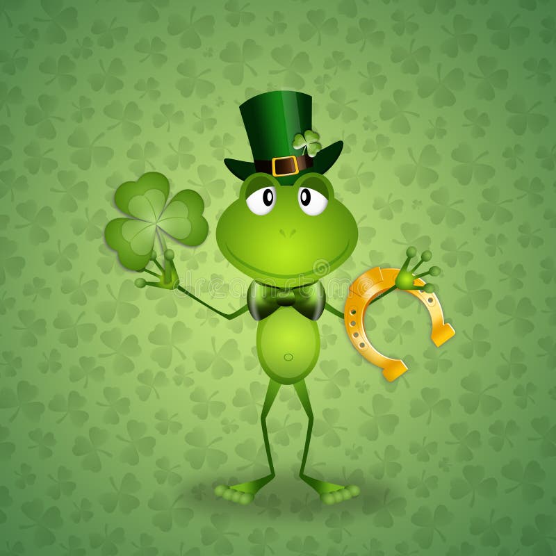 Green Frog in St.Patrick S Day Stock Illustration - Illustration of ...