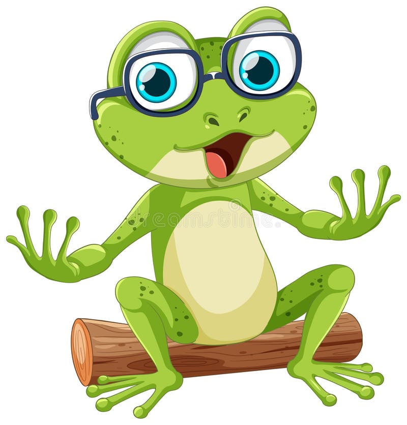 Green Frog Wearing Glasses stock vector. Illustration of character ...