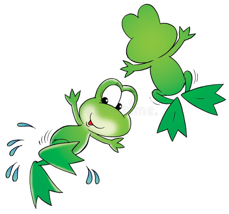 Happy Cartoon Smiling Frog Jumping Excited Stock Illustration ...