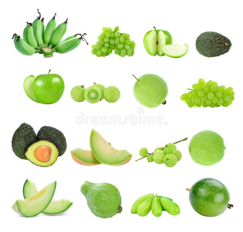 Green Fruit on White Background Stock Image - Image of green, food ...