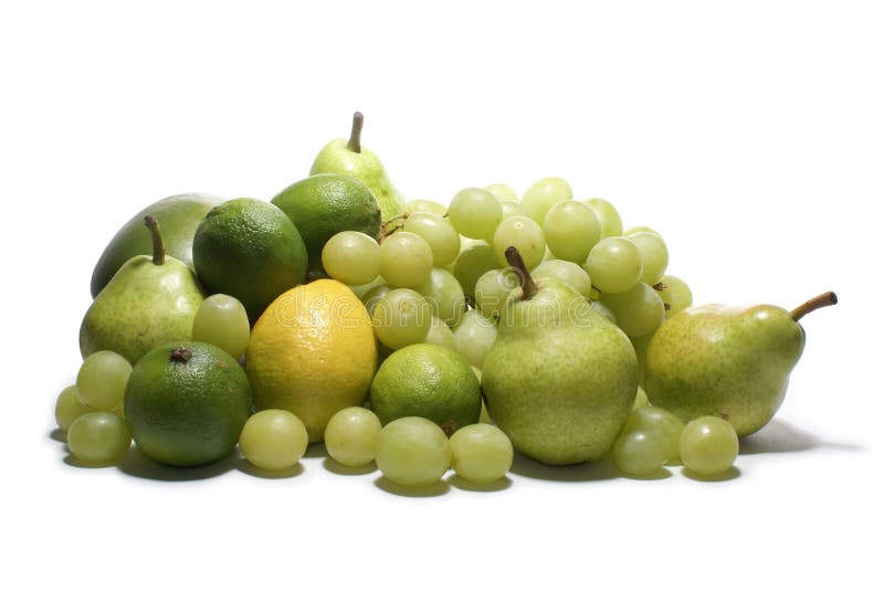 Green Fruits Isolated on White Stock Photo - Image of natural, fruit ...