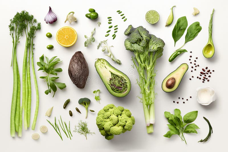 Green Fruits and Vegetable Mix Creative Layout, Generative Ai Stock ...