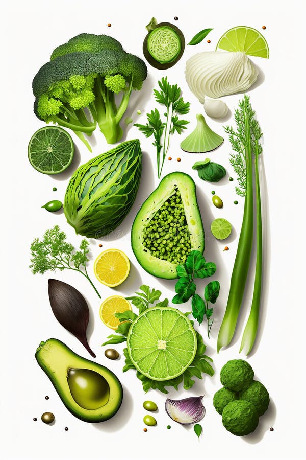 Green Fruits and Vegetable Mix Creative Layout, Generative Ai Stock ...