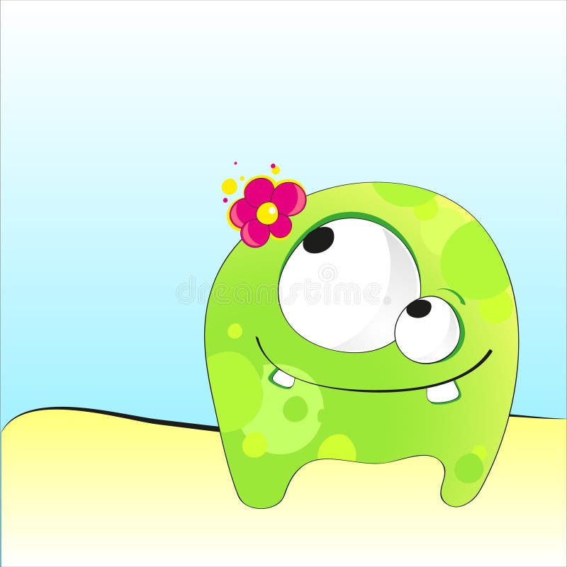 Green Funny Cartoon Monster Stock Vector - Illustration of alien ...