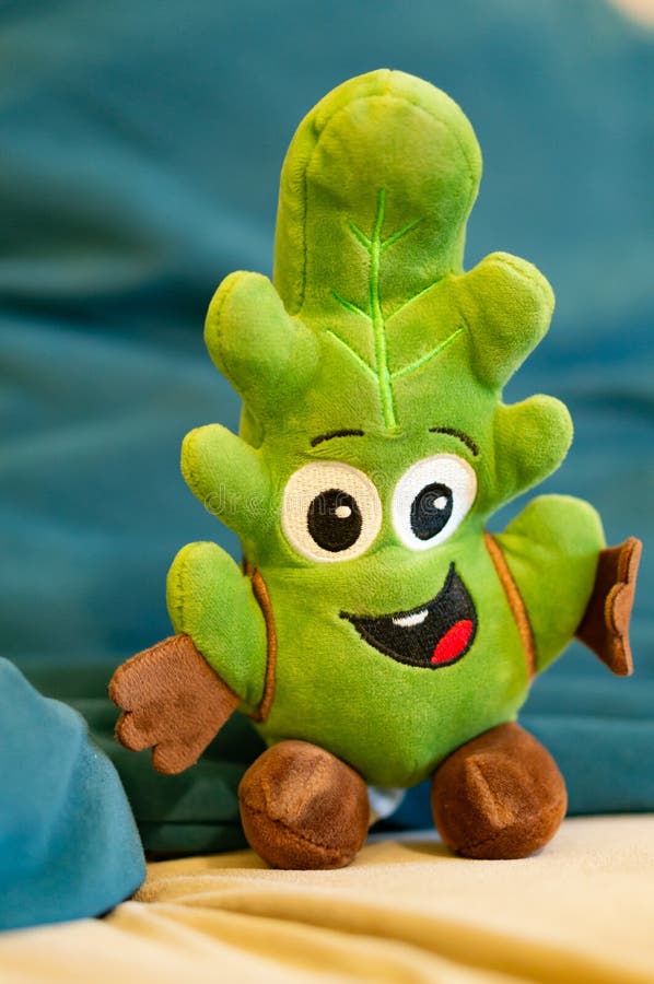 Green funny oak leaf plush editorial stock image. Image of green ...