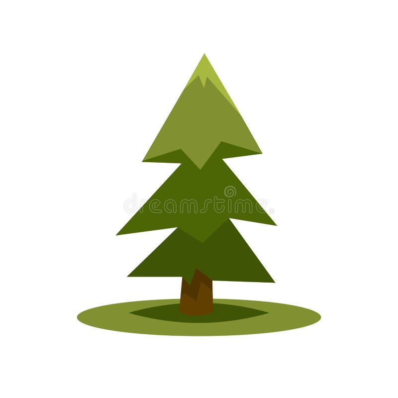 Green Fur Tree Isolated on White in Simple Flat Style Stock Vector ...