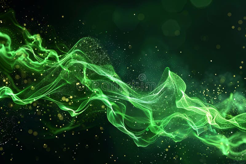 Green Futuristic Background of Points with a Dynamic Wave Excellent ...