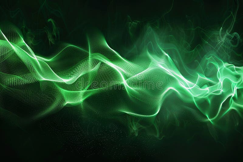 Green Futuristic Background of Points with a Dynamic Wave Excellent ...