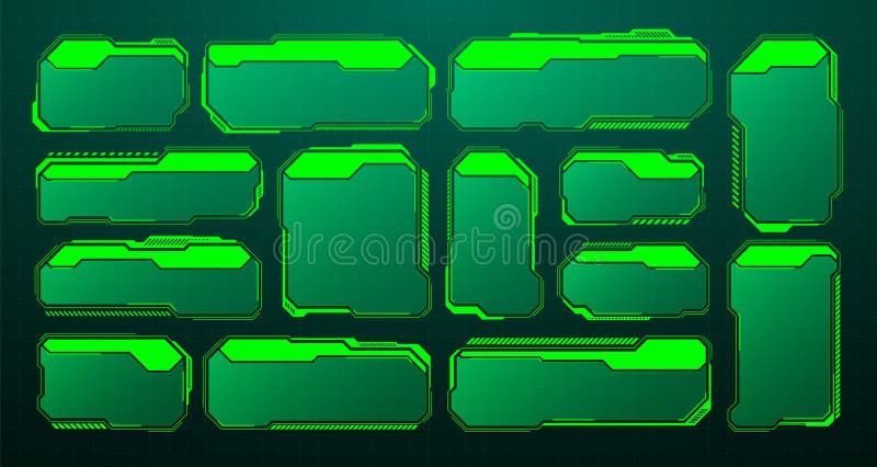 Green Futuristic HUD, UI Elements. Sci-fi User Interface Text Boxes ...