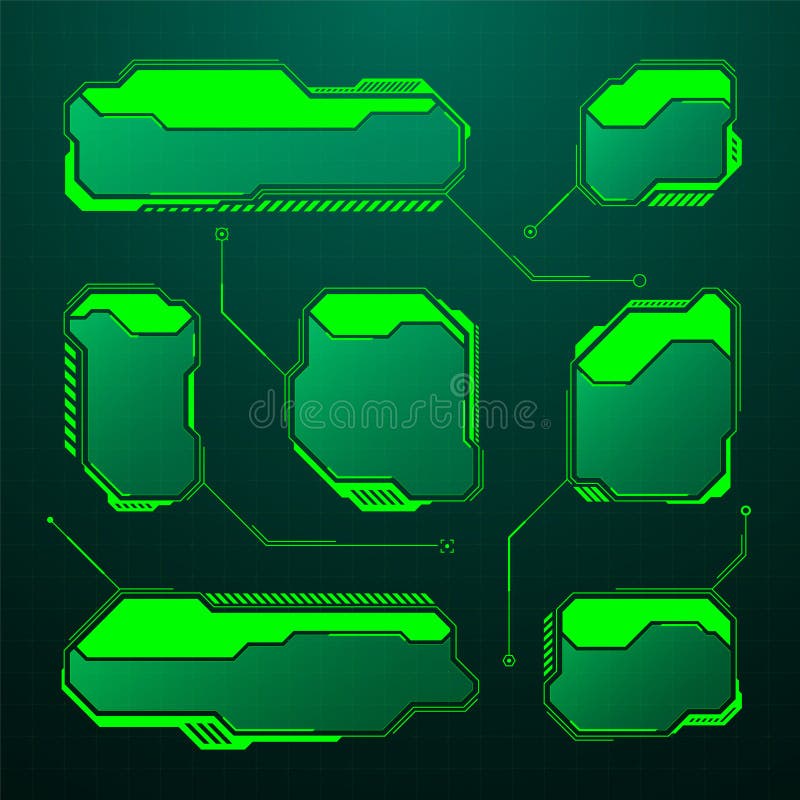 Green Futuristic HUD, UI Elements. Sci-fi User Interface Text Boxes ...