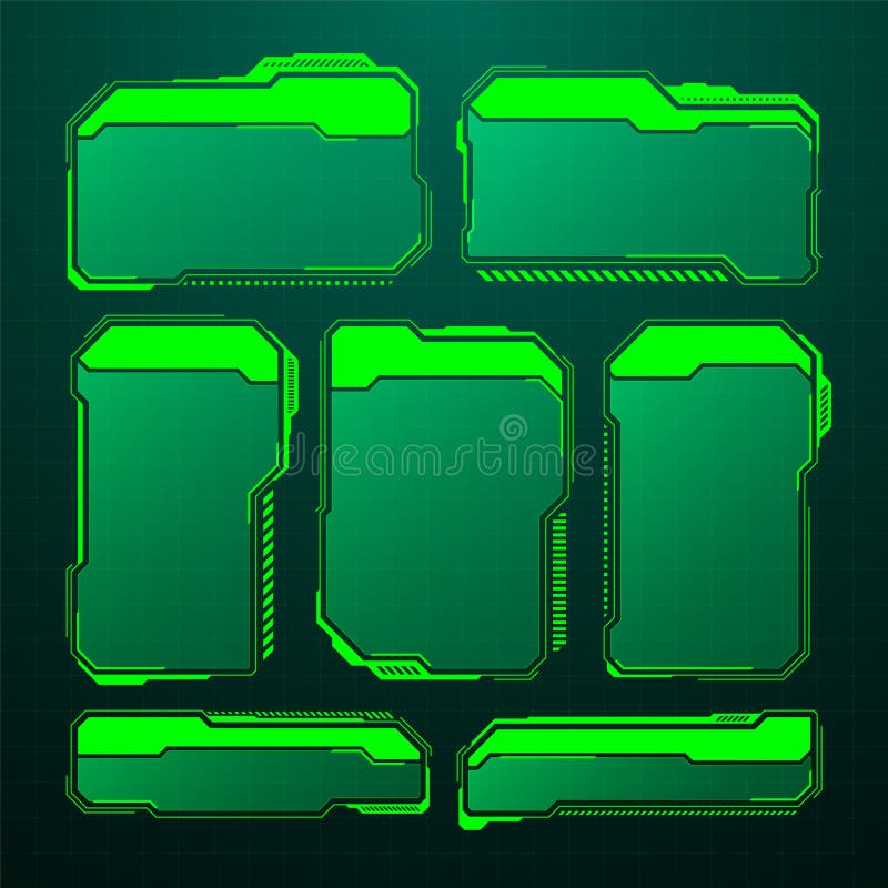 Green Futuristic HUD, UI Elements. Sci-fi User Interface Text Boxes ...