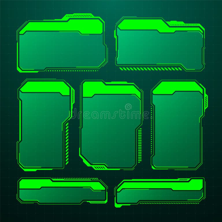 Green Futuristic Hud Ui Elements Sci Fi User Interface Text Boxes Callouts Stock Vector