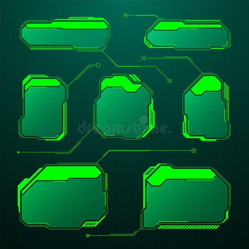 Green Futuristic HUD, UI Elements. Sci-fi User Interface Text Boxes ...