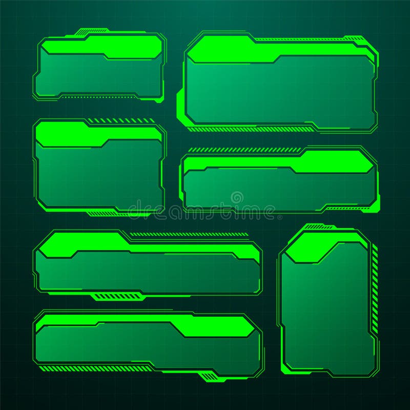 Green Futuristic HUD, UI Elements. Sci-fi User Interface Text Boxes ...