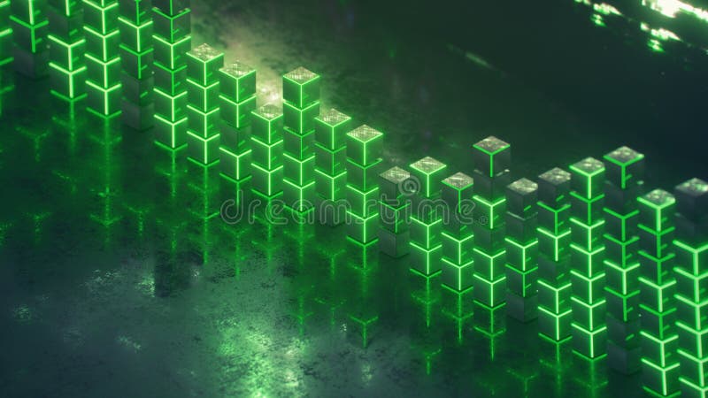 Green Futuristic Volume Meter Graph 3D Render Stock Illustration ...