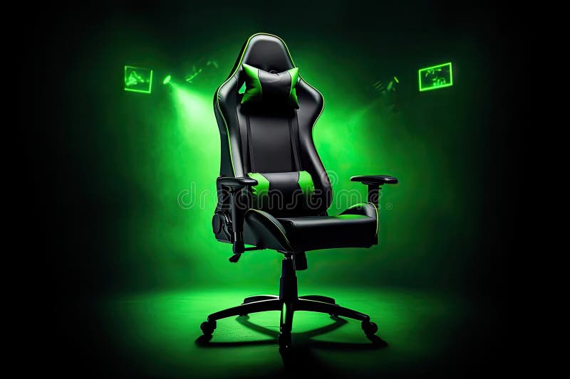 Green Gaming Chair Advertisement Background, Copy Space Created Stock ...