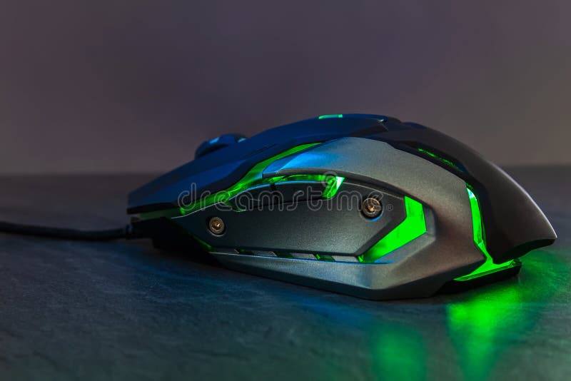Green Gaming Mouse on Stone Texture Table Stock Image - Image of gear ...