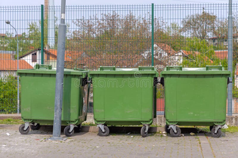 Green Garbage Containers stock image. Image of waste - 220152575
