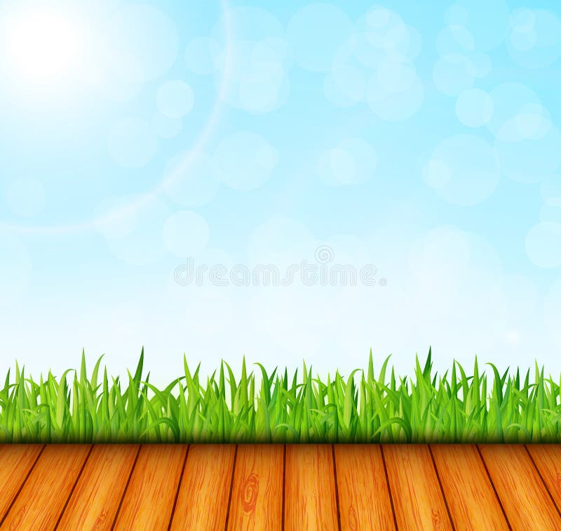 Garden Background with Green Grass and Brick Wall Vector Stock Vector ...