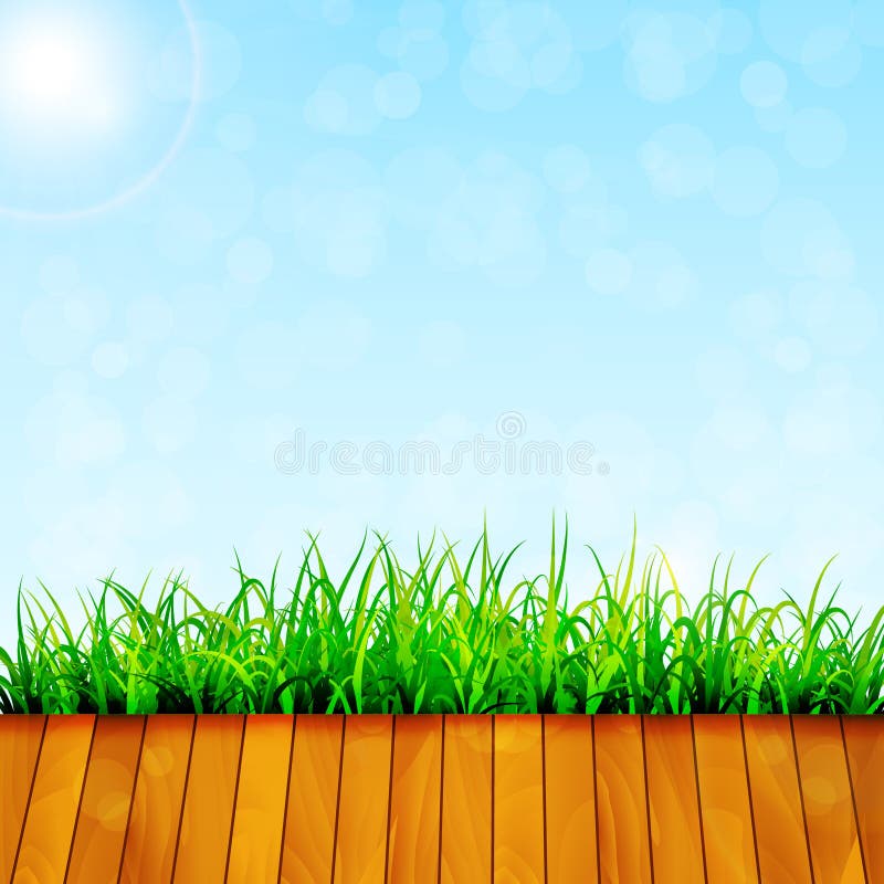 Garden Background with Green Grass and Brick Wall Vector Stock Vector ...