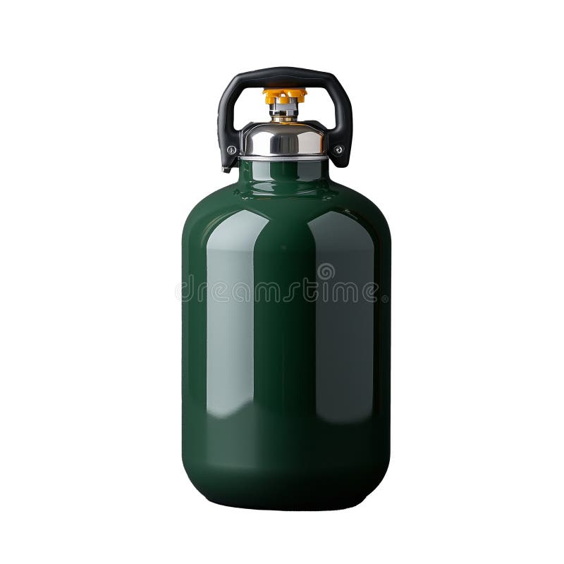 Green Gas Cylinder with Shiny Surface on Transparent Background Stock ...