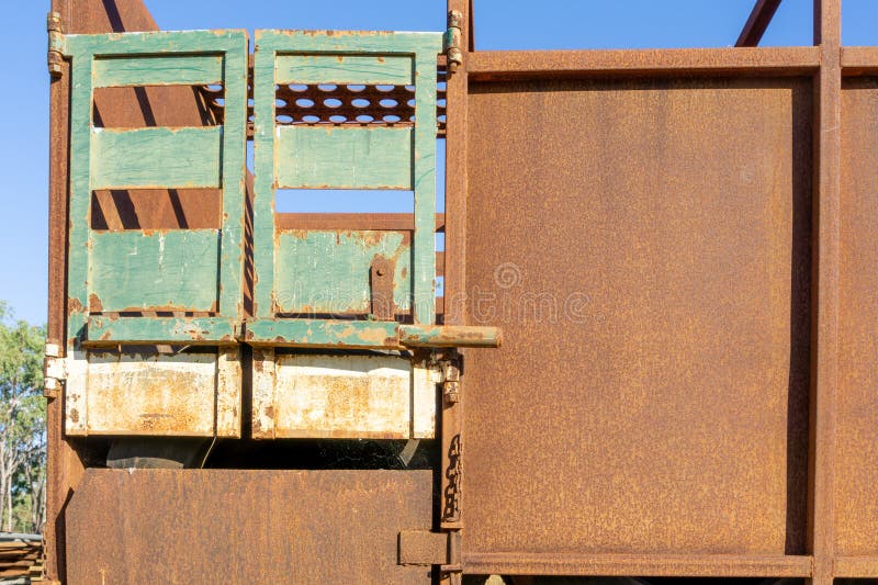 Green Gate on Trailer of Old Road-train and Rusty Side Panels Stock ...