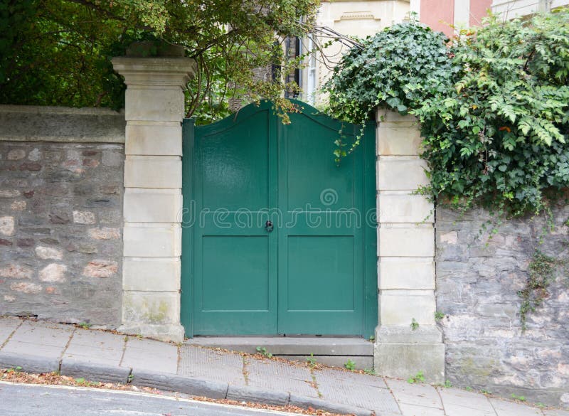 Green gate. stock image. Image of gate, europe, city - 44915141