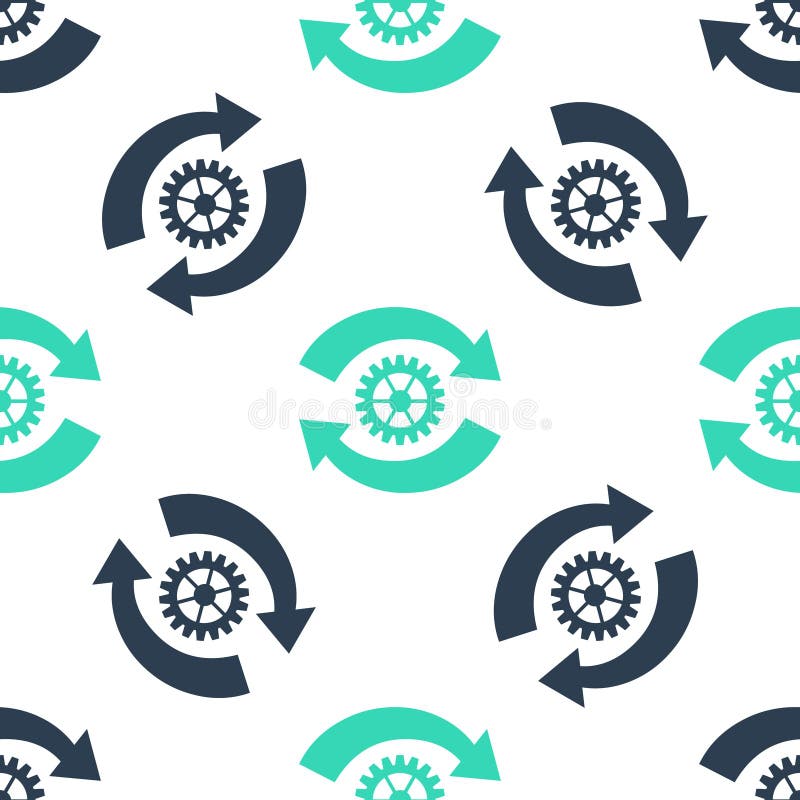 Green Gear Icon Isolated Seamless Pattern on White Background. Cogwheel ...