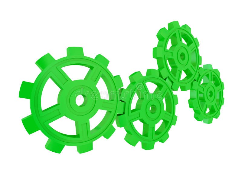 A Set of Green Gears of Machine in Industrial Work in Business Stock ...