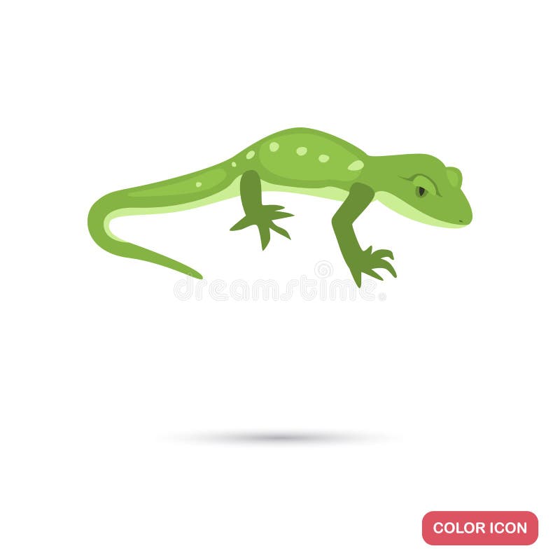 Green Gecko Color Flat Icon for Web and Mobile Design Stock Vector ...