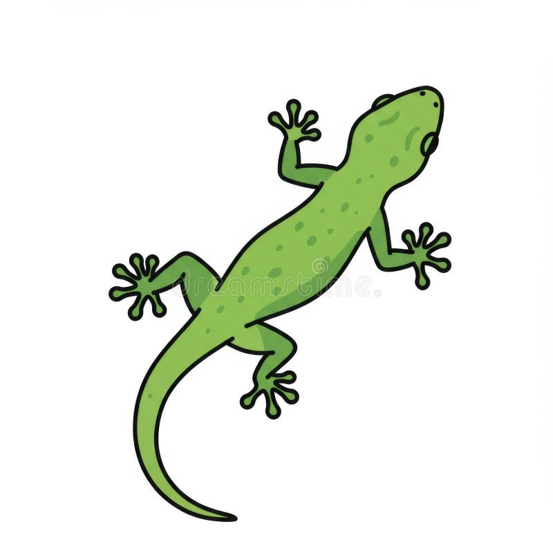 Green Gecko Illustration on White Background Stock Illustration ...