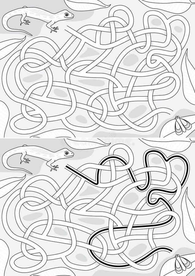 Green gecko maze stock vector. Illustration of path - 309528856