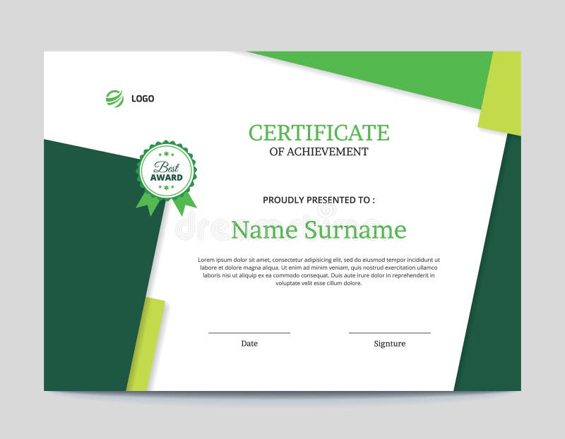 Green Geometric Shapes Certificate Design Stock Vector - Illustration ...