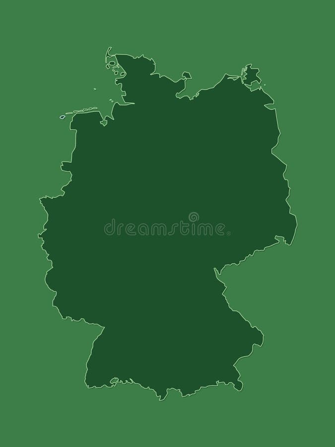 A Green Germany Map with Single Border on Dark Background Stock Vector ...