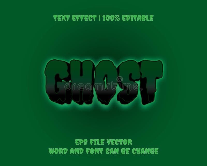 Green Ghost 3d Vector Editable Text Effect Stock Vector - Illustration ...