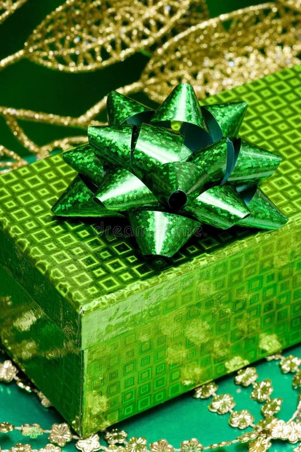 Green gift box stock image. Image of decorate, decoration - 3839279