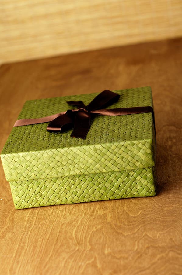 Green Gift Box Present with Blue & Green Ribbon Stock Image - Image of ...