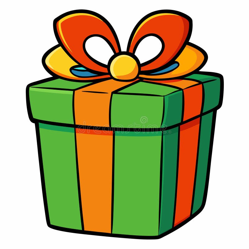 A Green Gift Box is Adorned with a Vibrant Orange Ribbon Stock Image ...