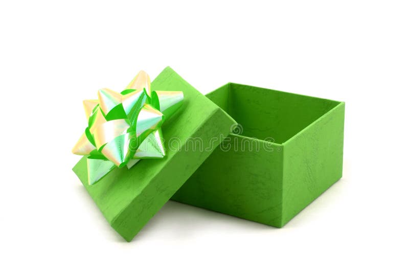 Green Gift Box Present with Blue & Green Ribbon Stock Image - Image of ...