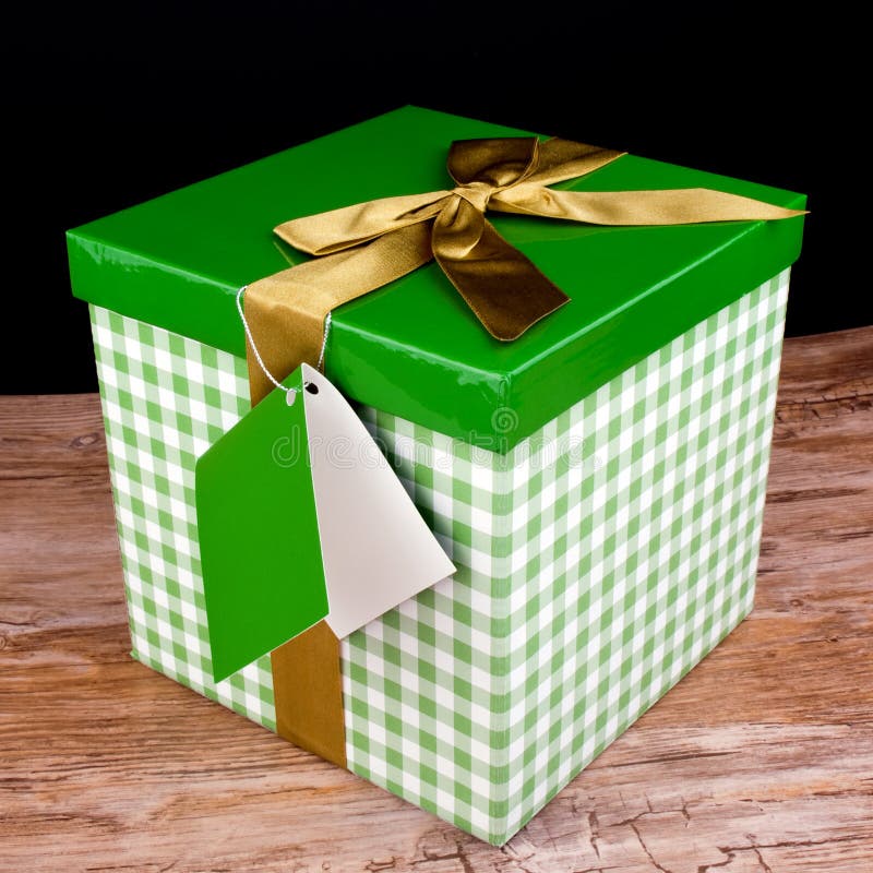 Green Gift Box with Golden Bow Stock Photo - Image of green, present ...