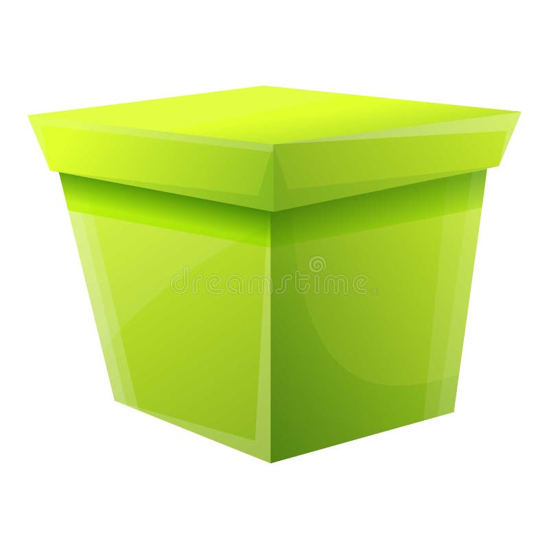 Green Gift Box Icon, Cartoon Style Stock Vector - Illustration of ...
