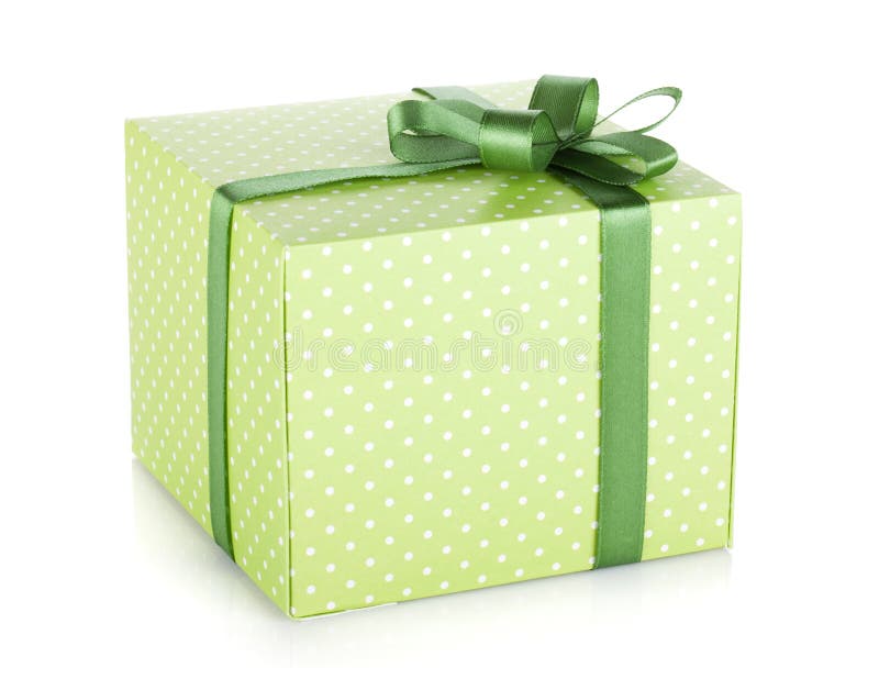 Green Gift Box with Ribbon and Bow Stock Image - Image of shopping ...