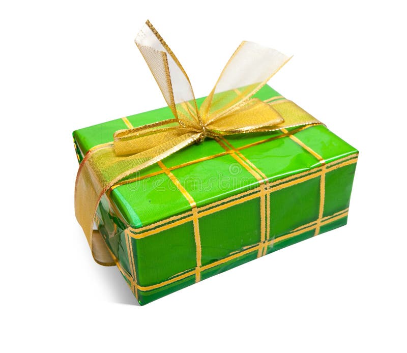 Green Gift Box on White Background Stock Photo - Image of holiday ...